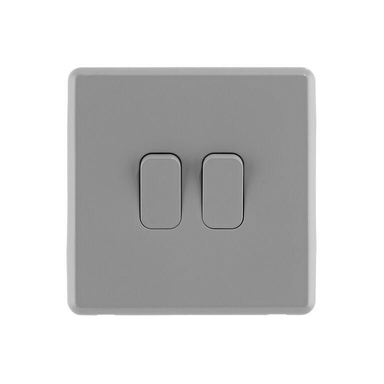 Arlec Rocker | Stone Grey | 10A 2Gang 2Way Light Switch - Arlec UK