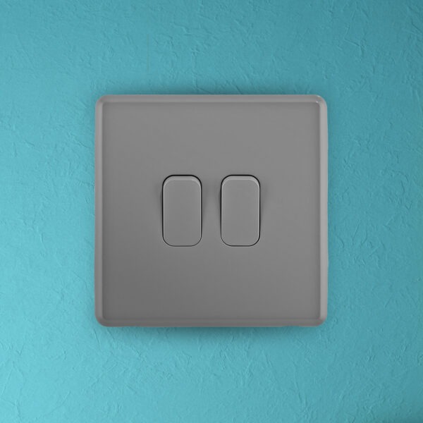 Arlec Rocker | Stone Grey | 10A 2Gang 2Way Light Switch - Arlec UK