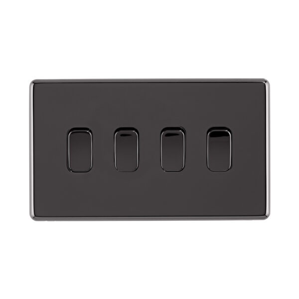 Arlec Fusion| Black Nickel | 10A 4Gang 2Way Light Switch - Arlec UK
