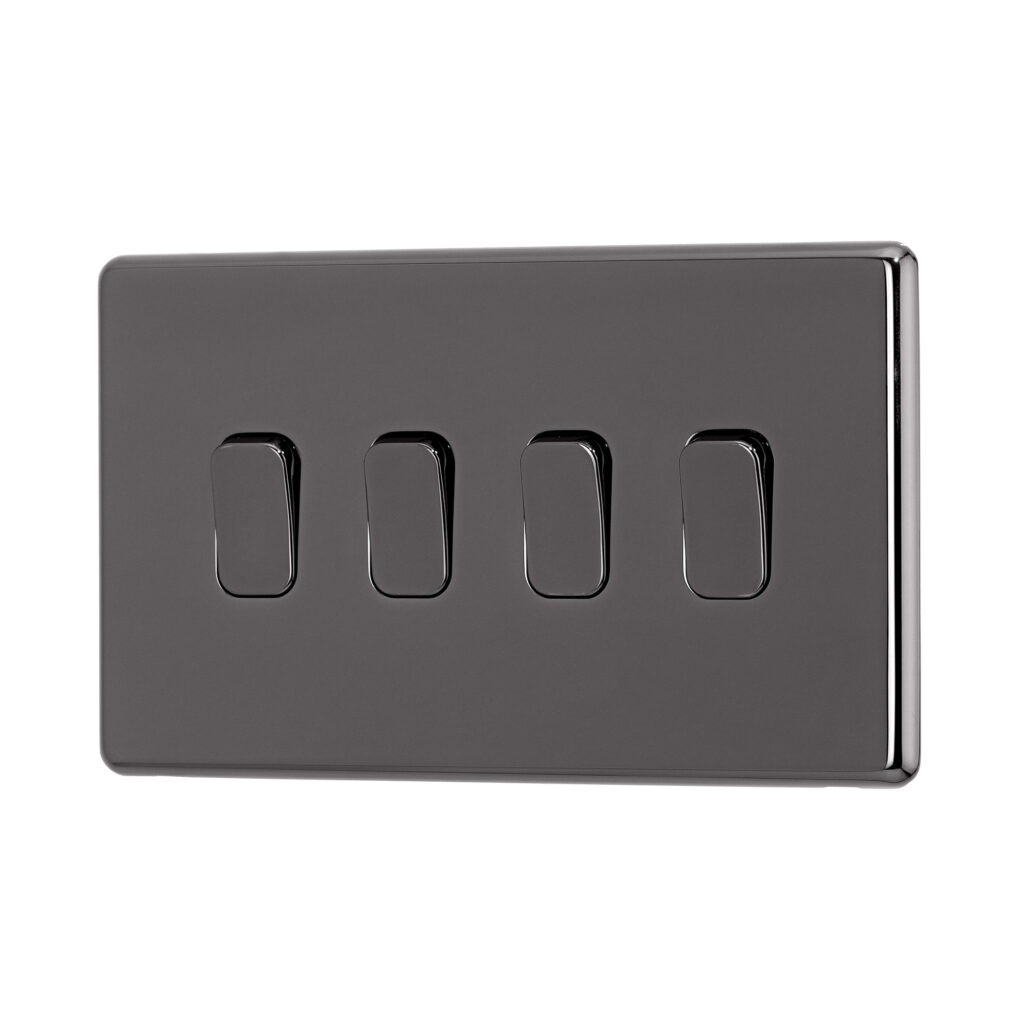 Arlec Fusion| Black Nickel | 10A 4Gang 2Way Light Switch - Arlec UK