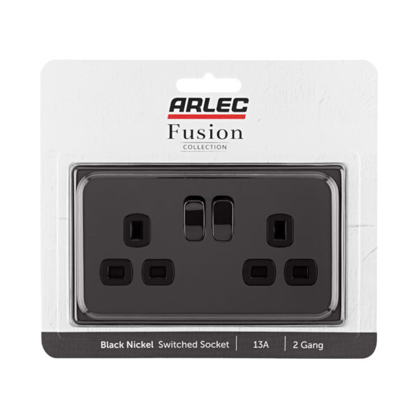 Arlec Fusion | Black Nickel | 13A 2Gang Plug Socket - Arlec UK