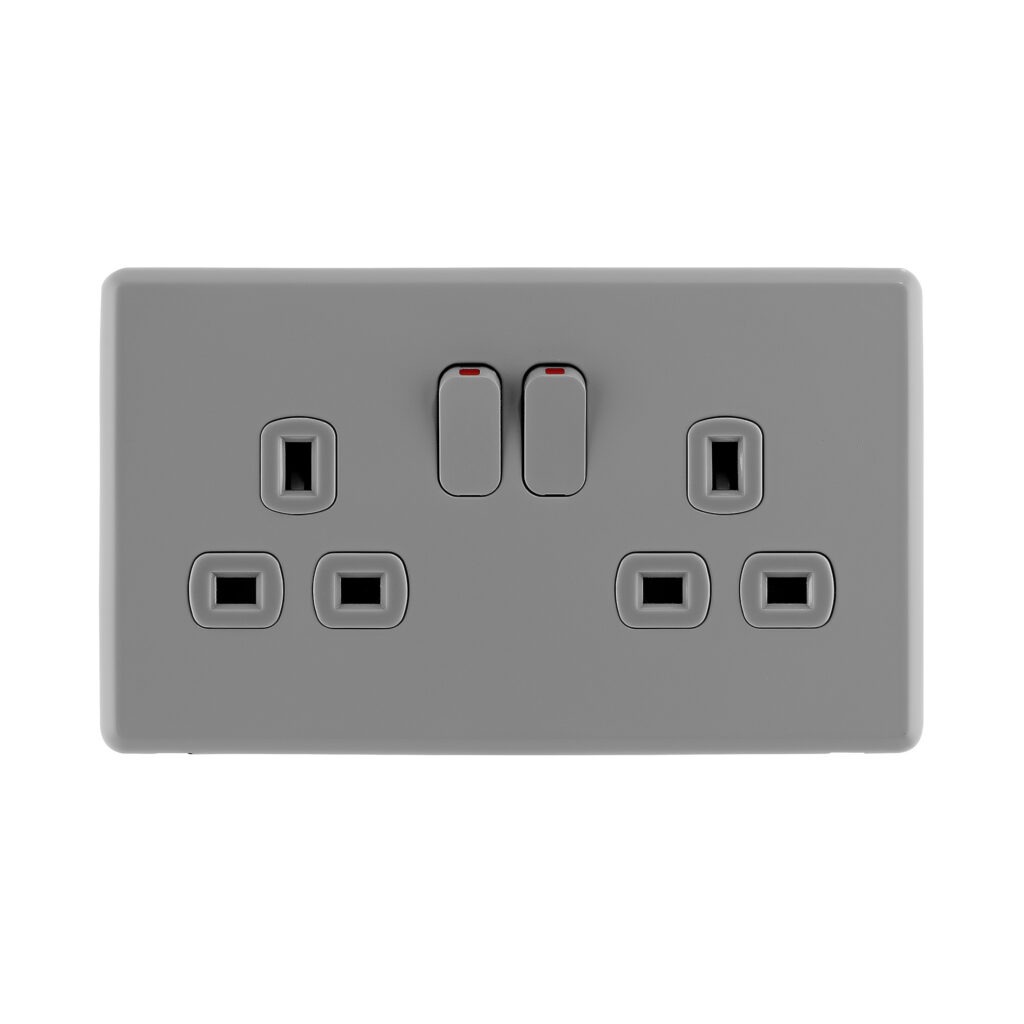 Arlec Rocker | Stone Grey | 13A 2Gang Plug Socket - Arlec UK