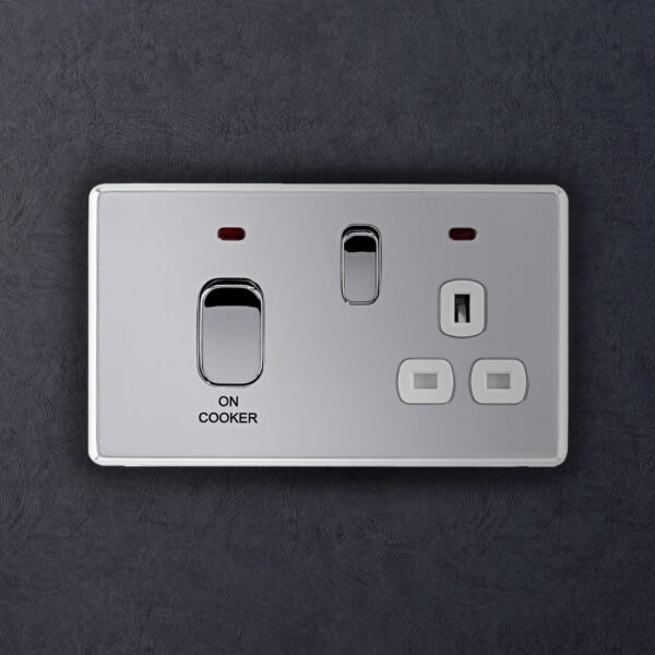Arlec Fusion| Polished Chrome | 45A 1Gang Cooker Switch - Arlec UK