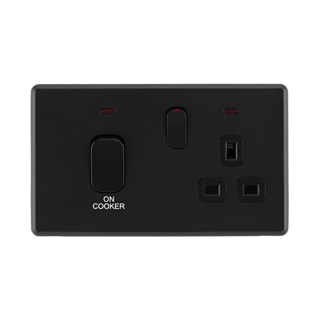 Arlec Rocker | Jet Black | 45A 1Gang Cooker Switch - Arlec UK