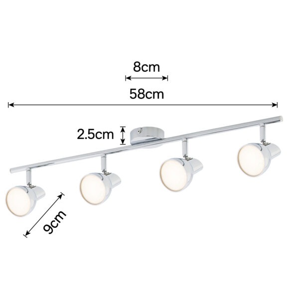 Apollo LED Spotlight | 4 Lamp Bar | Chrome - Arlec UK
