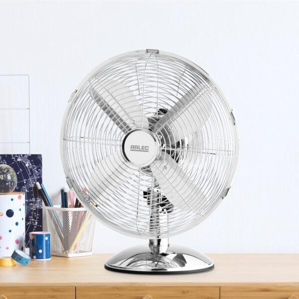 12" Metal Desk Fan | Chrome - Arlec UK