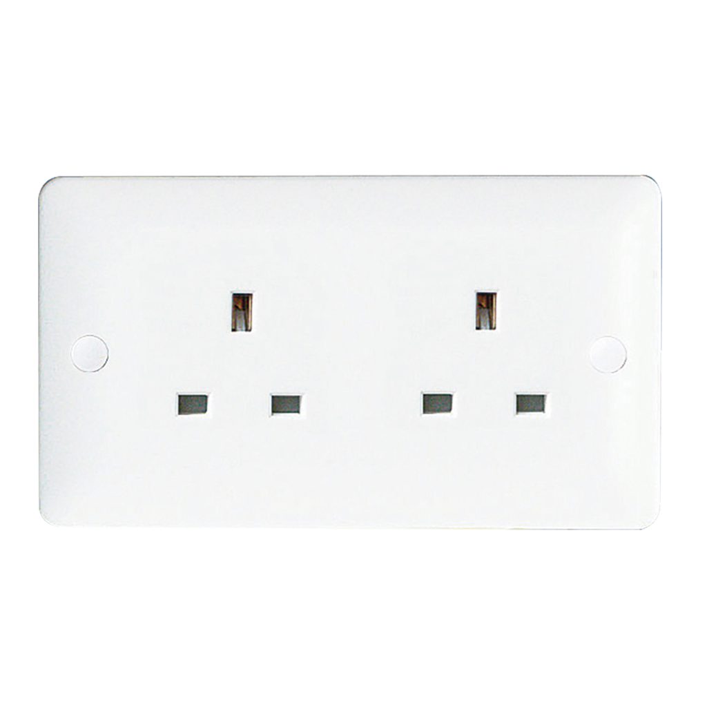 Slim Line Unswitched Socket 2 Gang 13A - Arlec UK