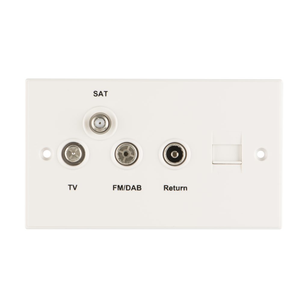 TV, FM, Satellite & Telephone Socket 2 Gang - Arlec UK