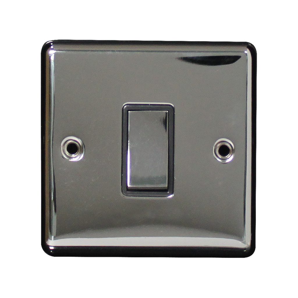 Switch 1 Gang 1 Way 10A Screwed Black Nickel - Arlec UK