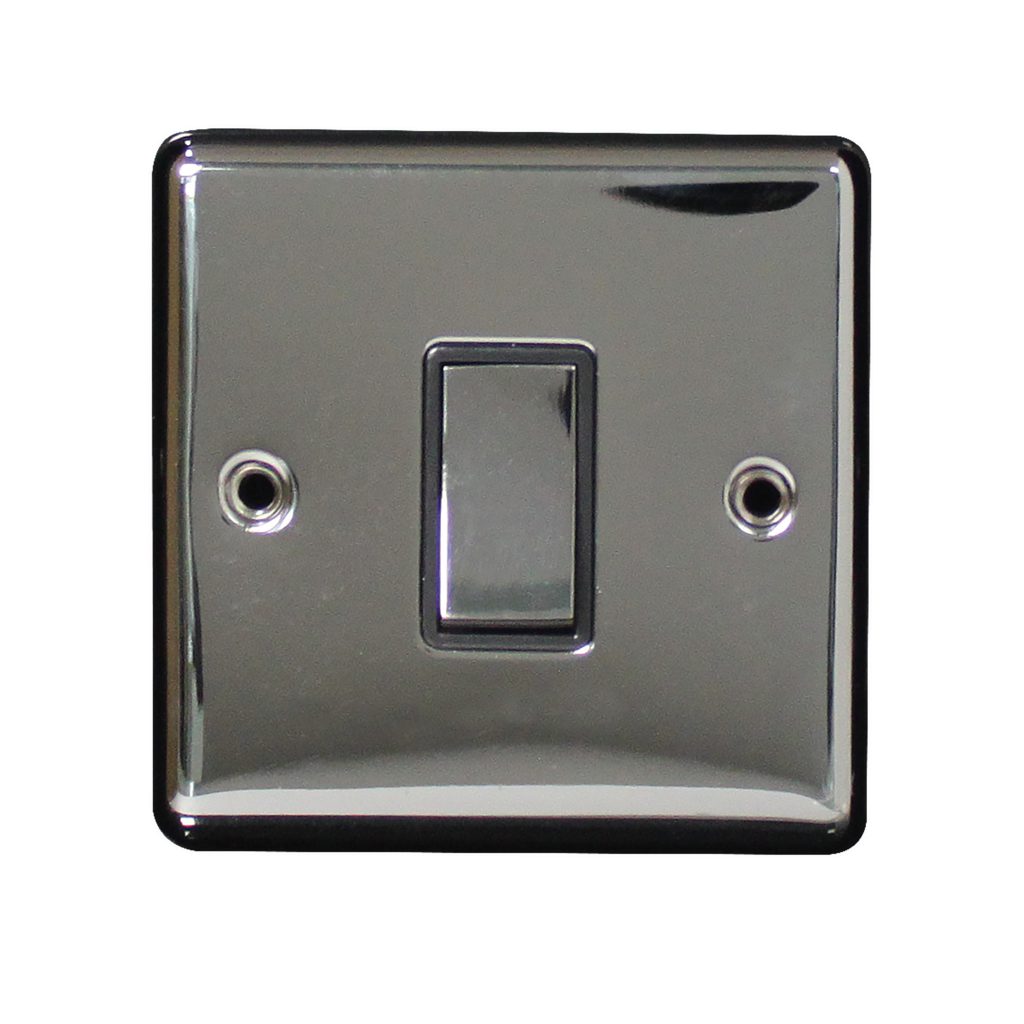 Switch 1 Gang 2 Way 10A Screwed Black Nickel - Arlec UK