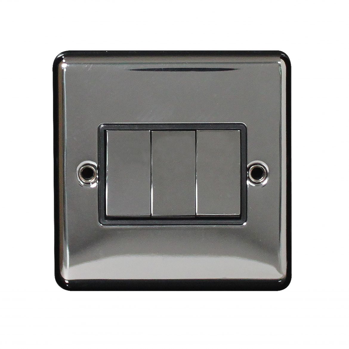 Switch 3 Gang 2 Way 10A Screwed Black Nickel - Arlec UK