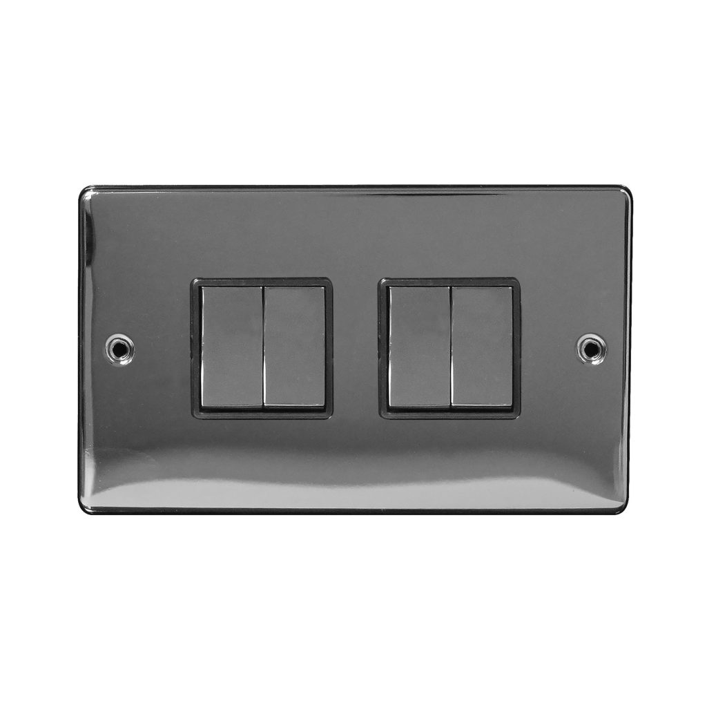 Switch 4 Gang 2 Way 10A Screwed Black Nickel - Arlec UK