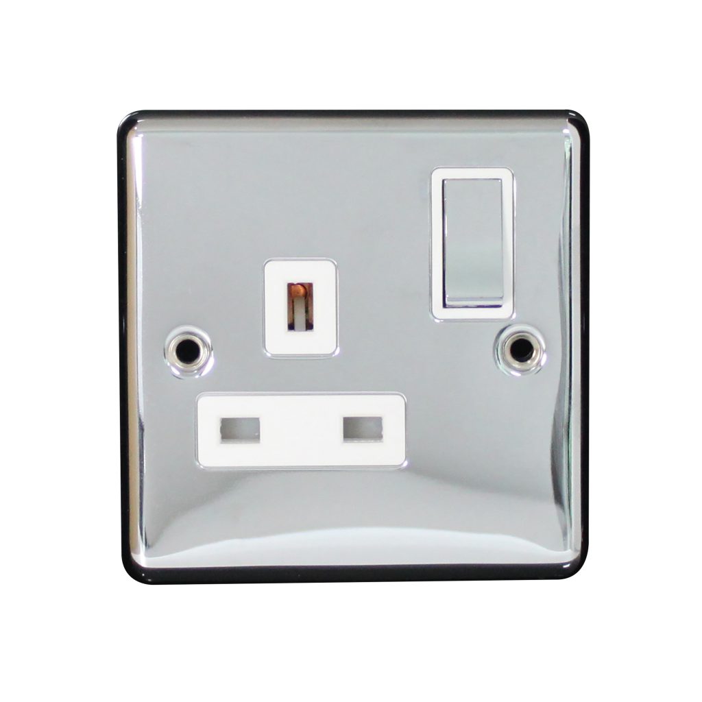 Switched Socket 1 Gang SP 13A Screwed Polished Chrome - Arlec UK