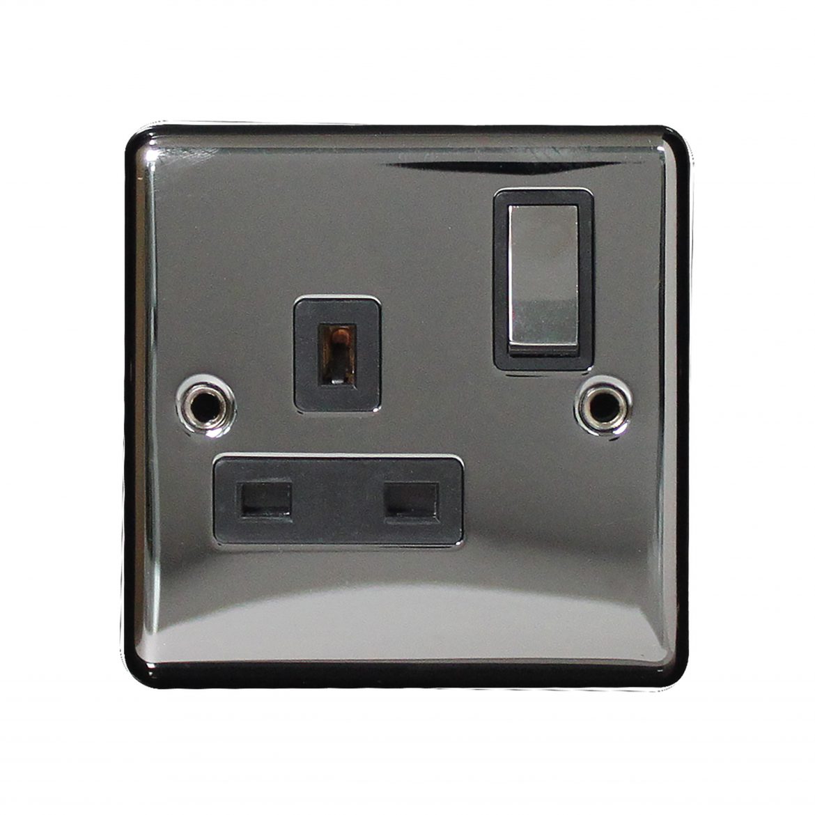 Switched Socket 1 Gang DP 13A Screwed Black Nickel - Arlec UK