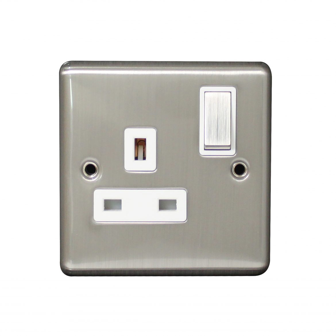 Switched Socket 1 Gang DP 13A Screwed Brushed Stainless Steel - Arlec UK