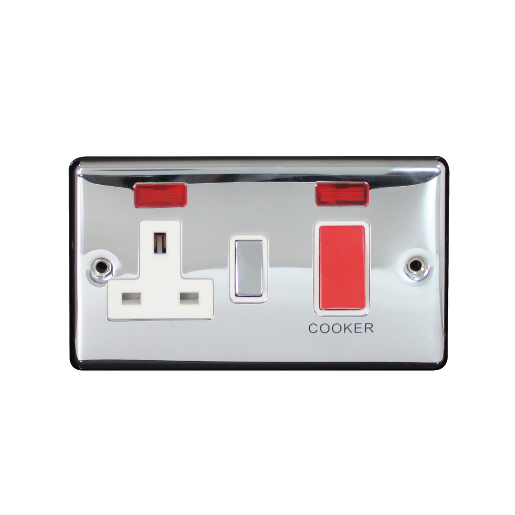 Cooker Control Unit 2 Gang Screwed Polished Chrome - Arlec UK