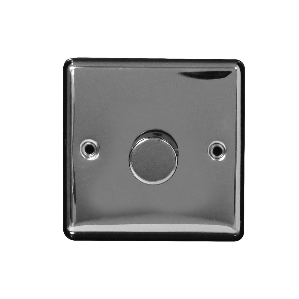 Dimmer 1 Gang 2 Way 250W Screwed Black Nickel - Arlec UK