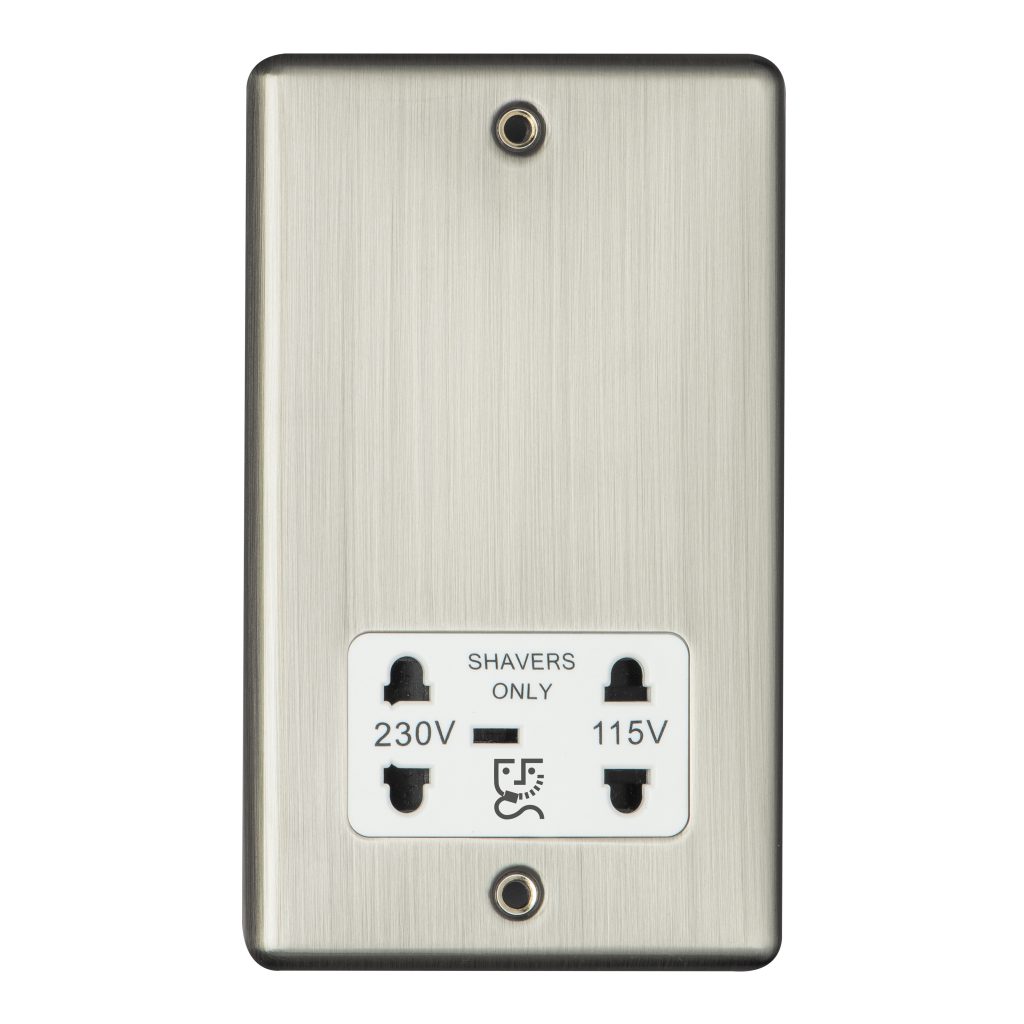 Shaver Socket Screwed 115/230V Brushed Stainless Steel - Arlec UK