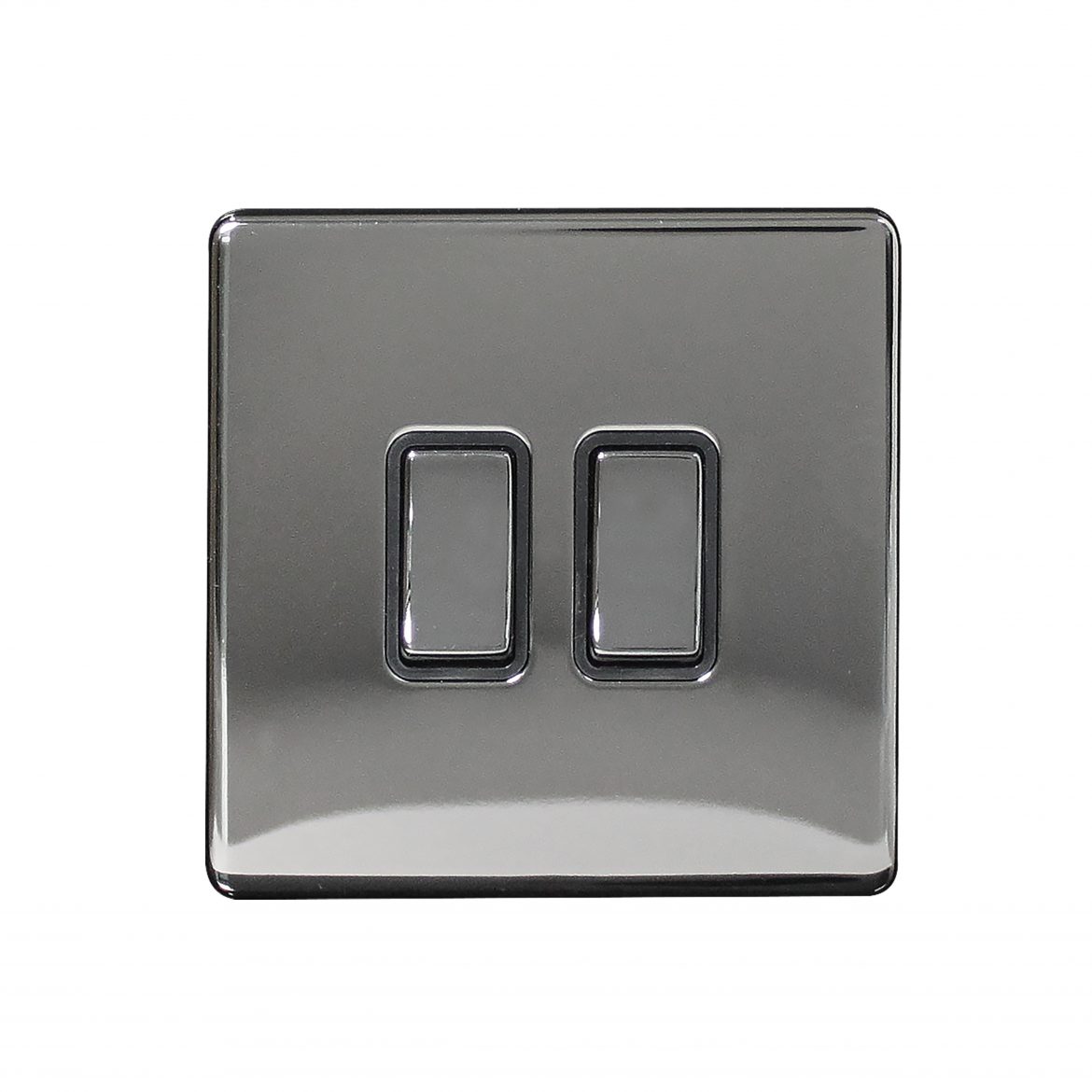 Switch 2 Gang 2 Way 10A Screwless Black Nickel - Arlec UK