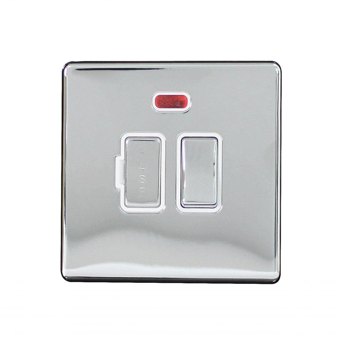 Switched Fuse Connection Unit 13A Neon Screwless Polished Chrome - Arlec UK