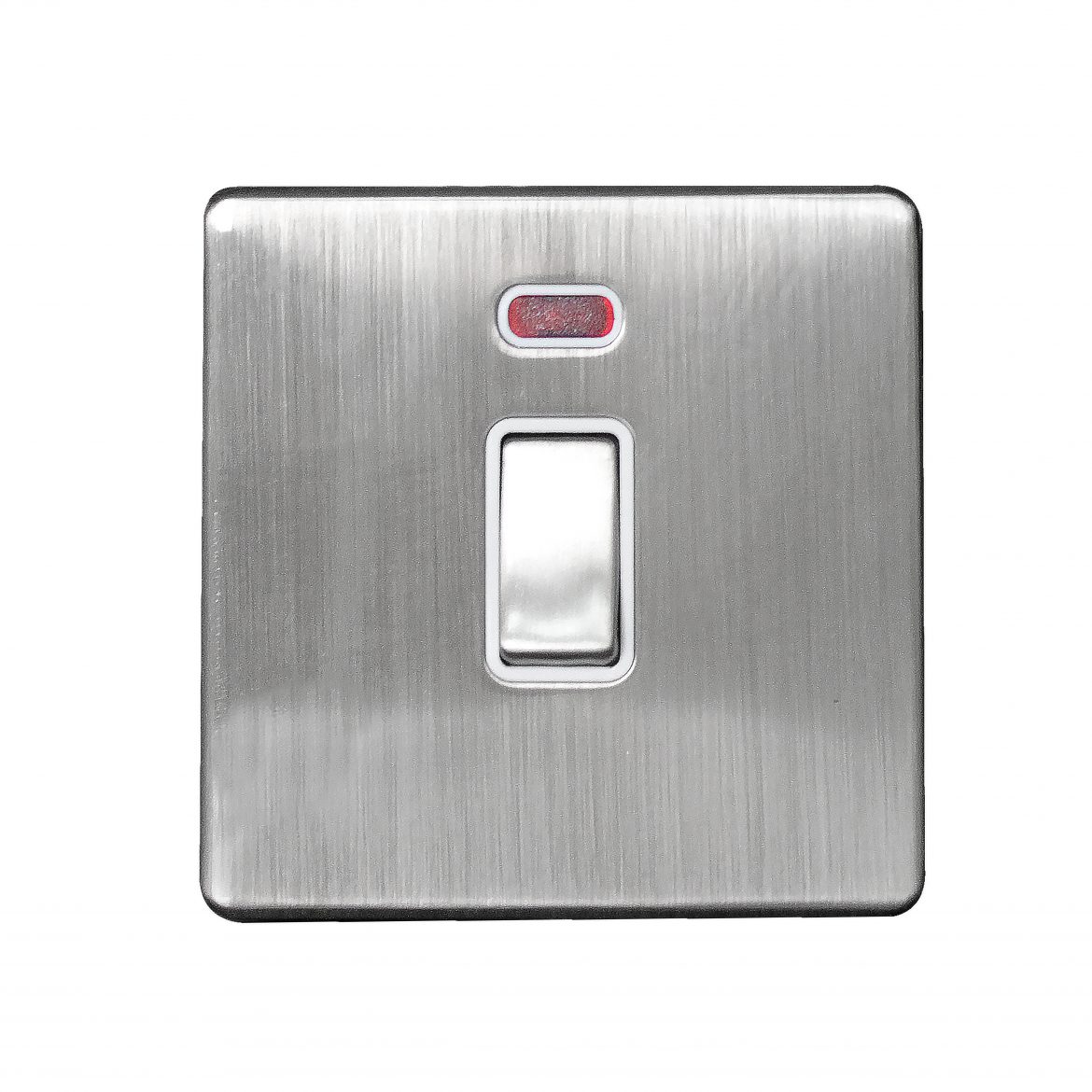 Switch 1 Gang DP 45A Neon Screwless Brushed Stainless Steel - Arlec UK