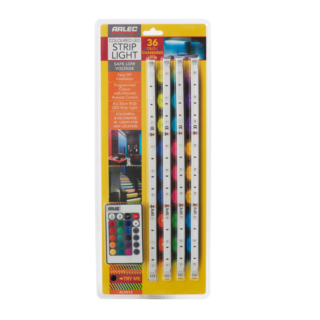 Strip Light LED Multi Colour 30cm - 4 Pack - Arlec UK