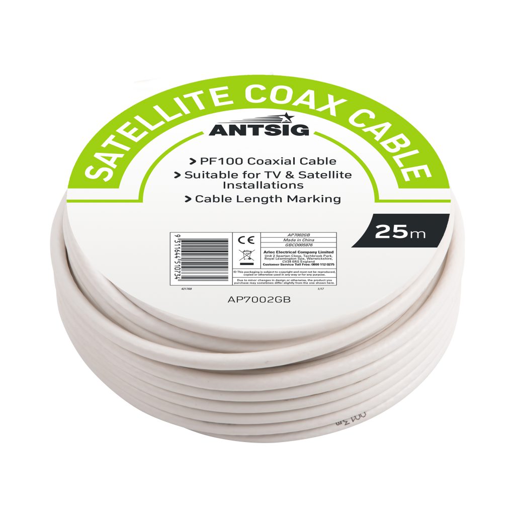 TV Satellite Cable 25m White - Arlec UK