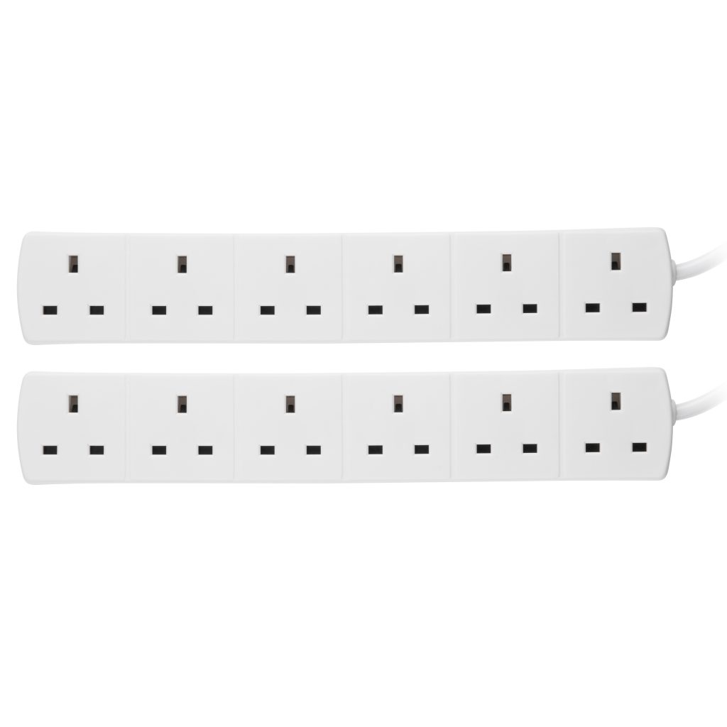 6 Socket Extension Lead 13A 3m Twin Pack - Arlec UK